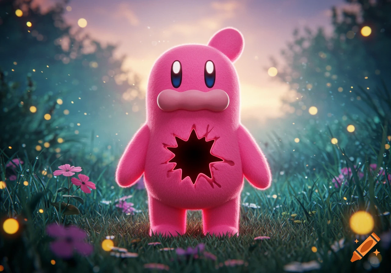 A red Pikmin with a leaf on its head stands in a white, sterile room ...