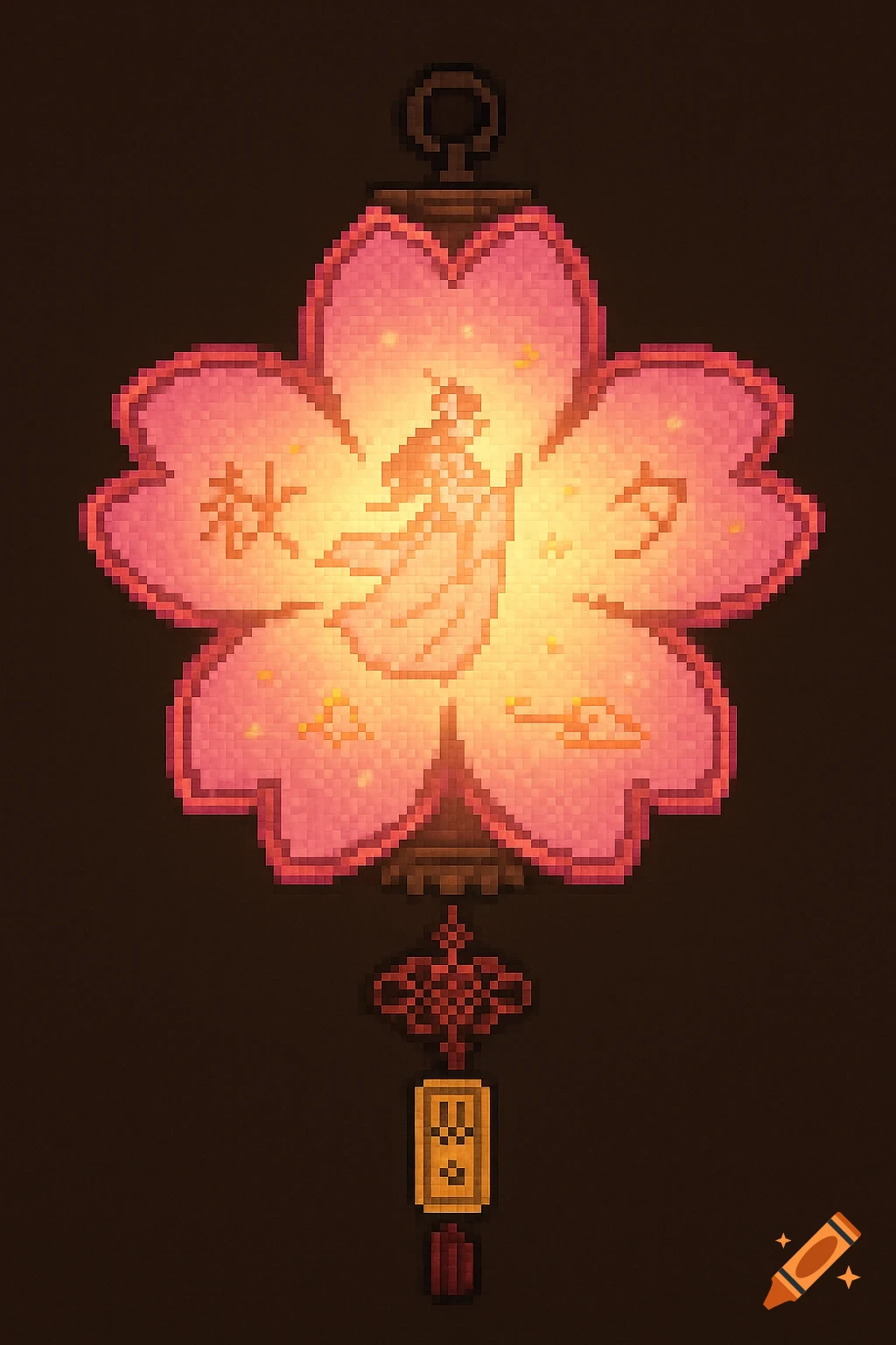 Two shiny red pixel art cherries with green stems and a brown tip, set ...