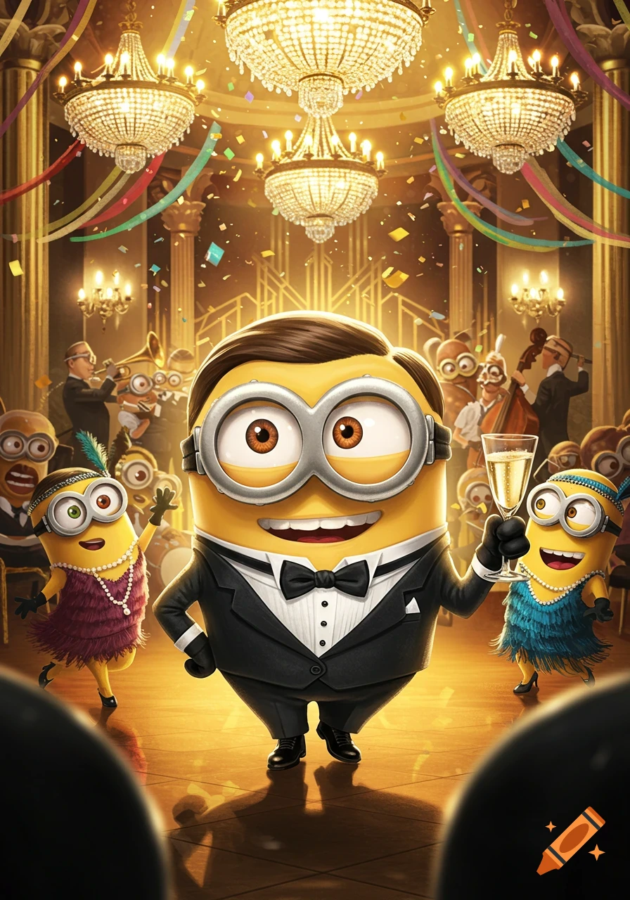 A Minion in overalls leaps to dunk a basketball during a game in a ...