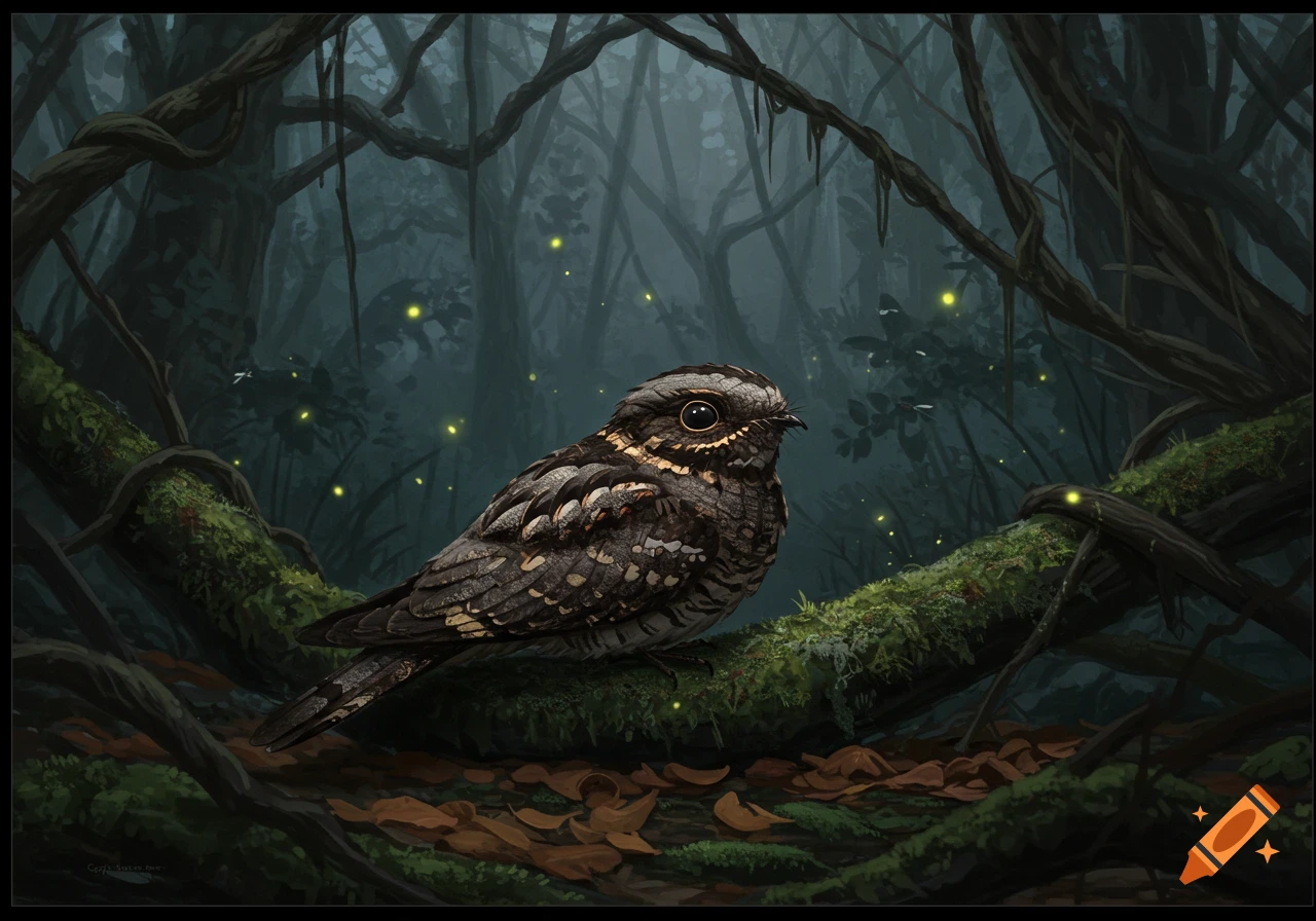 An illustrated barred owl in a blue poncho, smoking a pipe and holding ...