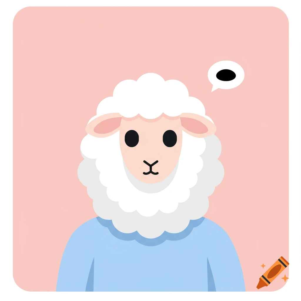 A simple, minimalist cartoon llama head with a small smile and ...