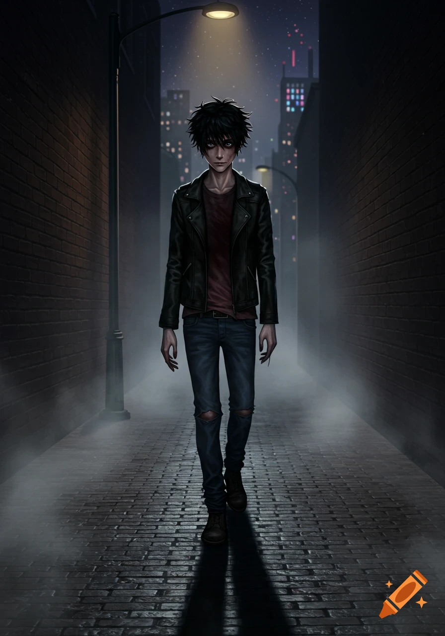 An anime character resembling Light Yagami from Death Note stands on a ...