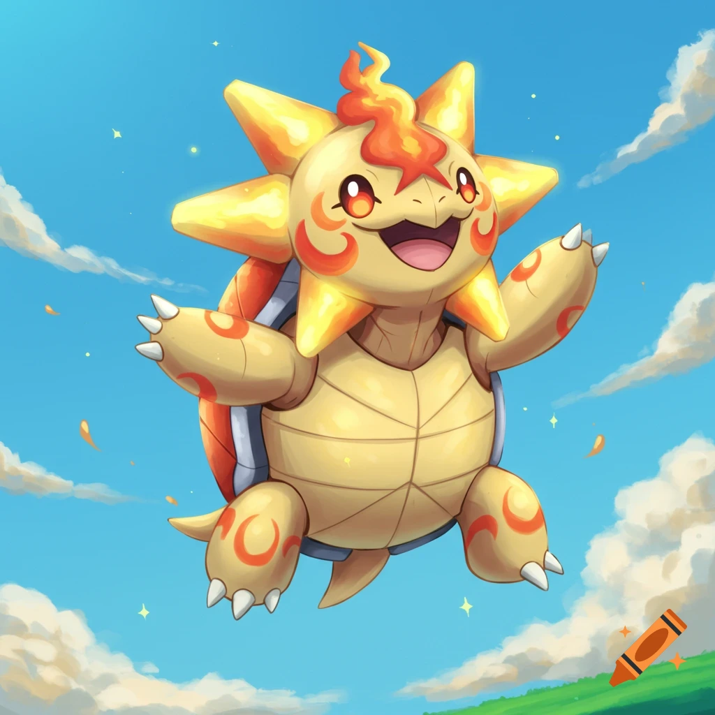 A happy blue Piplup, a penguin Pokemon, splashes in a pond with pink ...