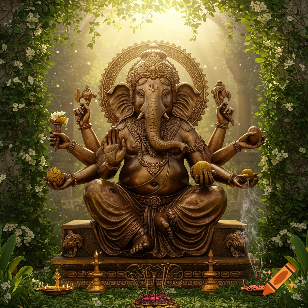 Hindu Goddess Bahuchara Mata, adorned in red and gold, sits on a large ...