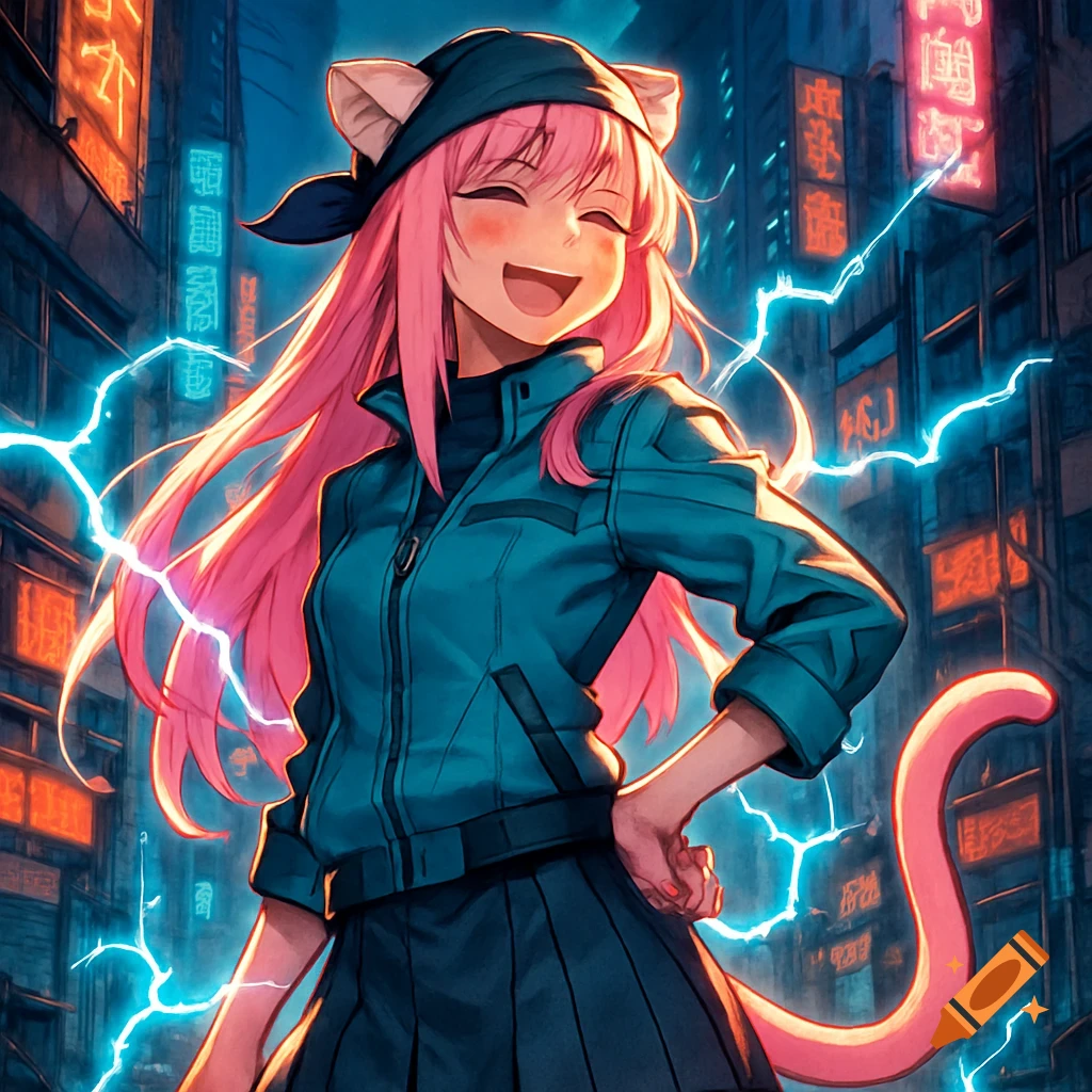 Embarrassed anime woman with cat ears in leotard crawling on street on ...