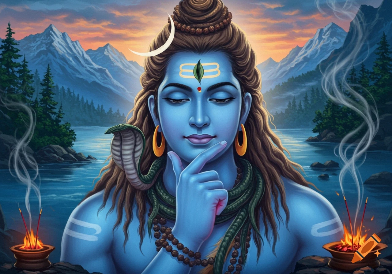 Women meditate in a grassy field before a colossal Shiva statue and a ...