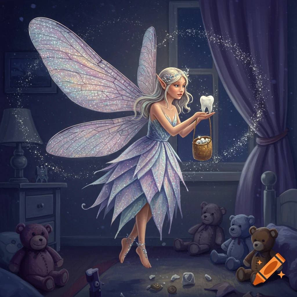 Cartoon Tinkerbell in a green dress, bubble helmet, and oxygen tank ...