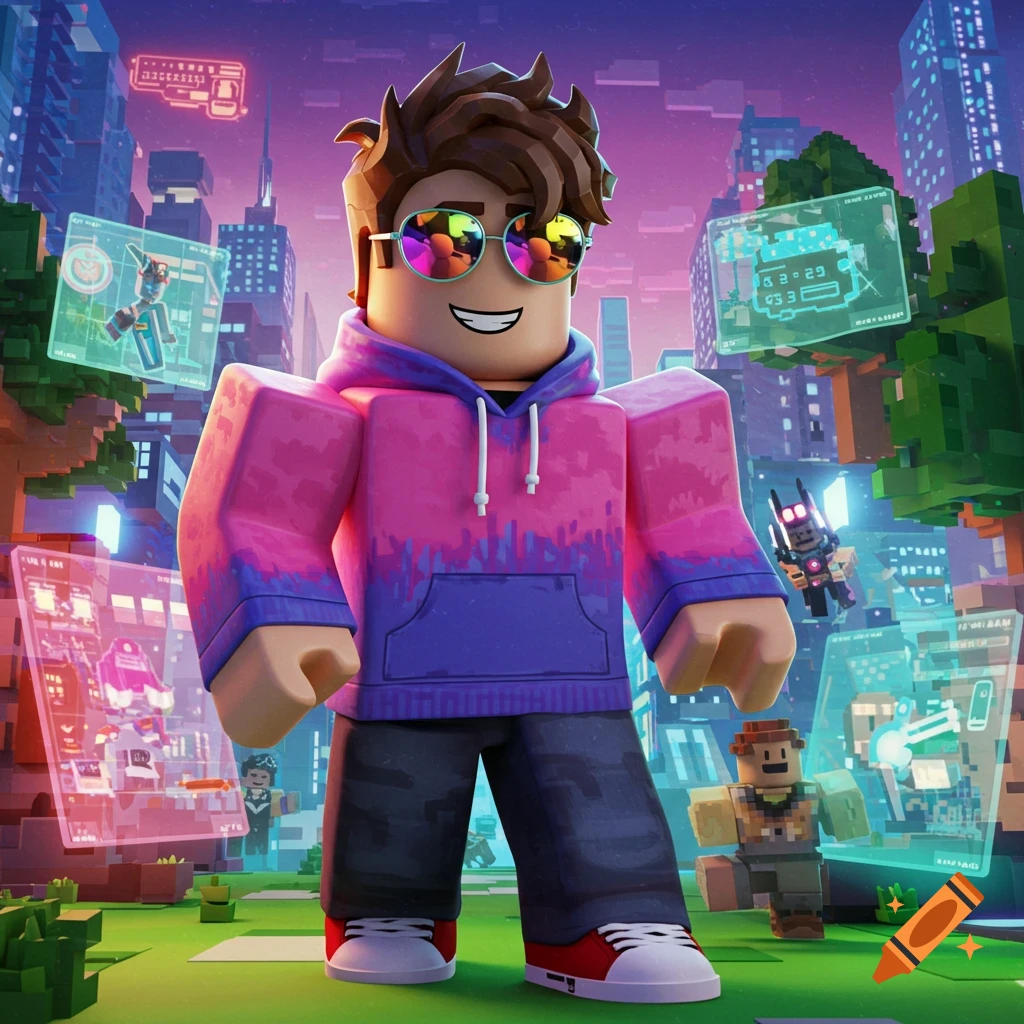 Minecraft-style male character in a black and gold outfit holding ...