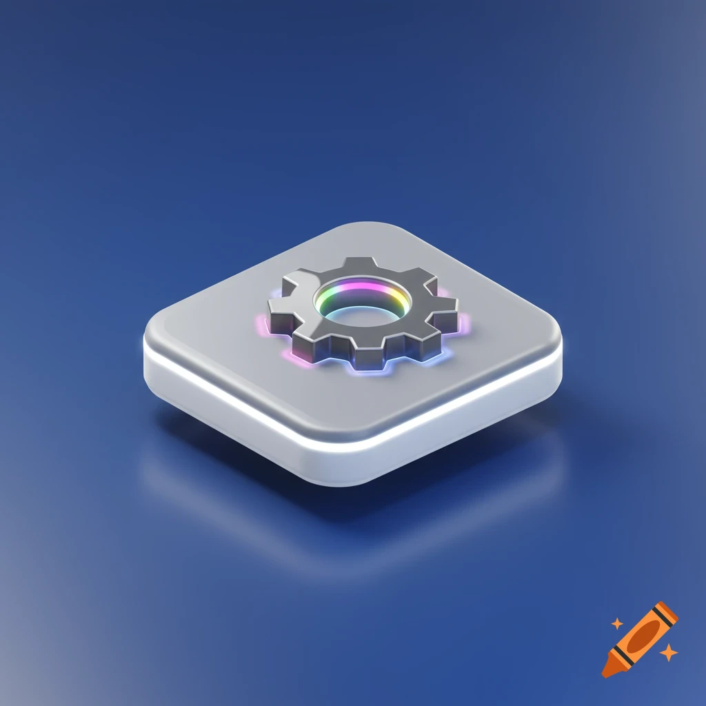 Stylized blue inventory button with a silver frame and a detailed ...