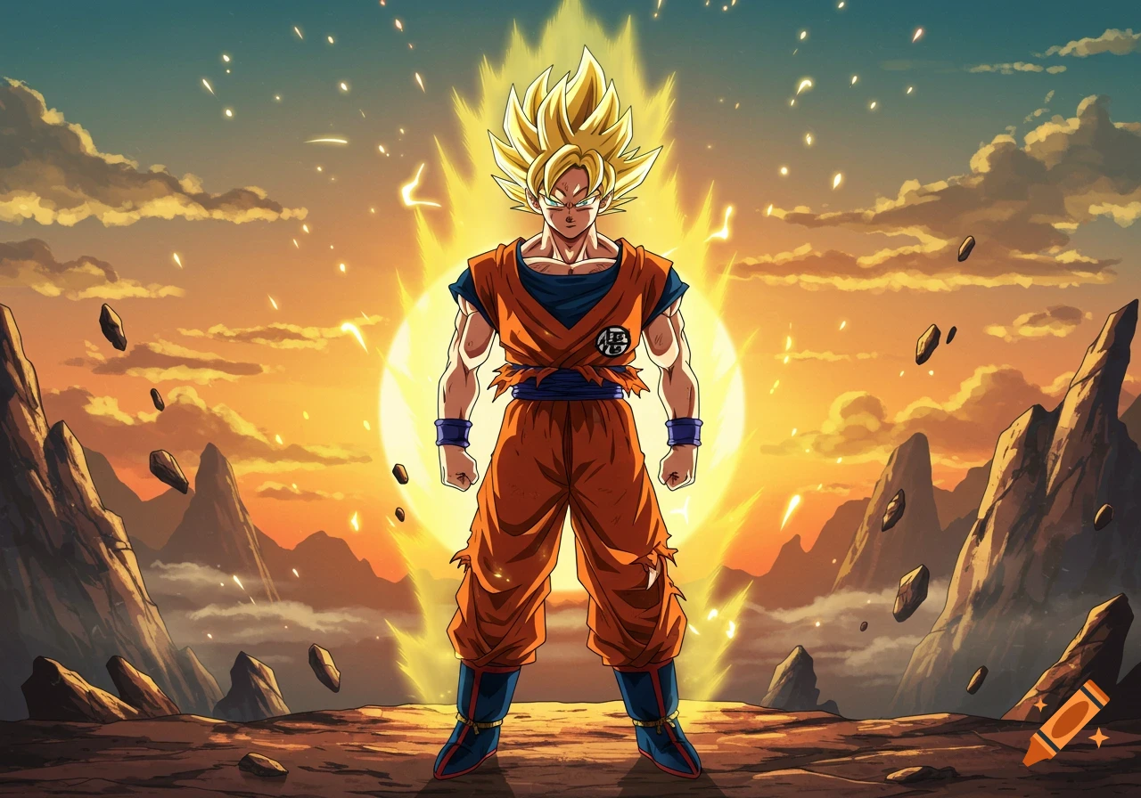 Goku and Vegeta from Dragon Ball playing chess in an anime style, with ...