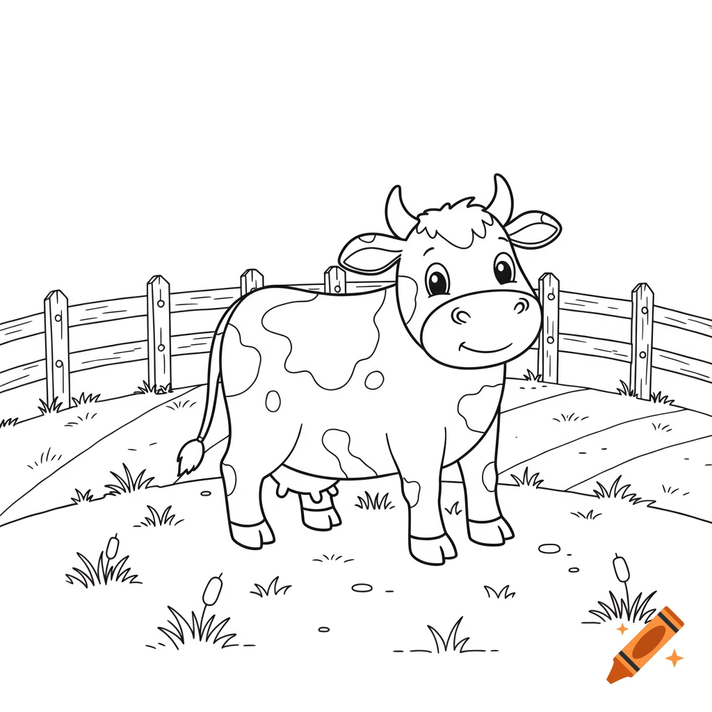 A cute cartoon antelope for a coloring book, standing in a field with ...