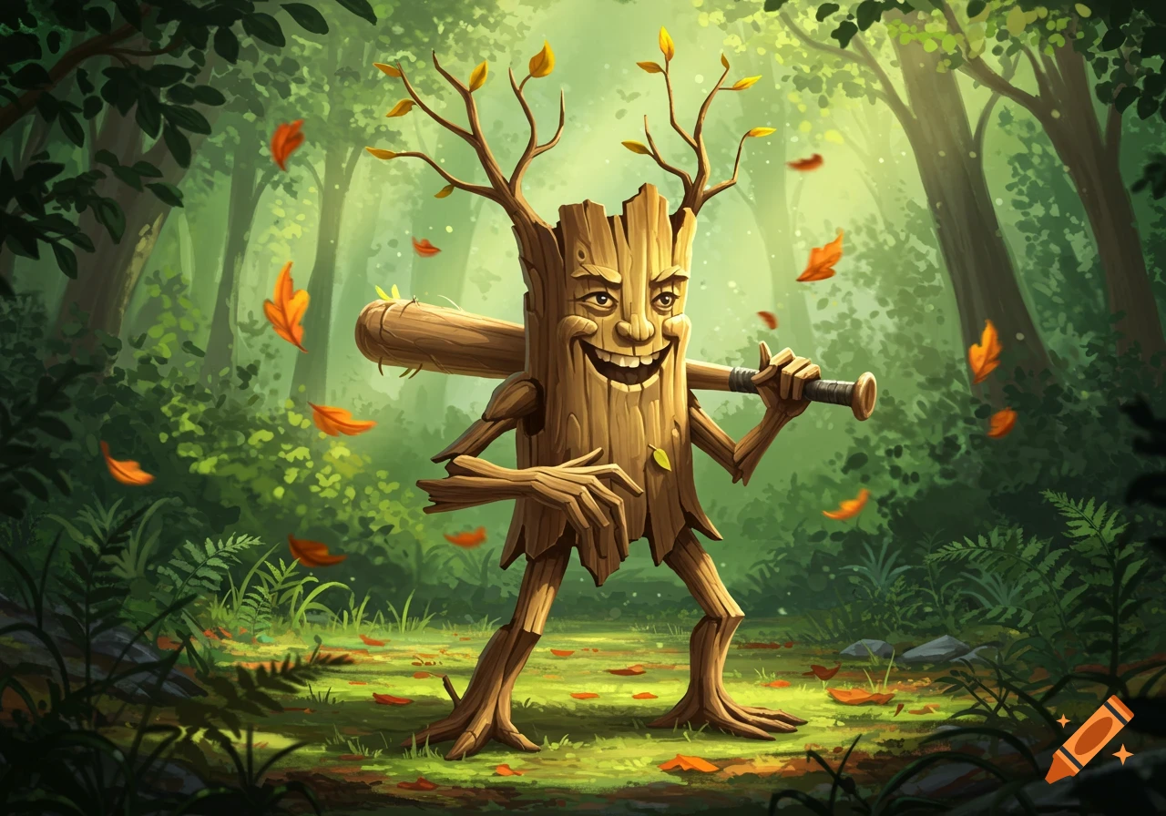 Wood+cartoon created on Craiyon