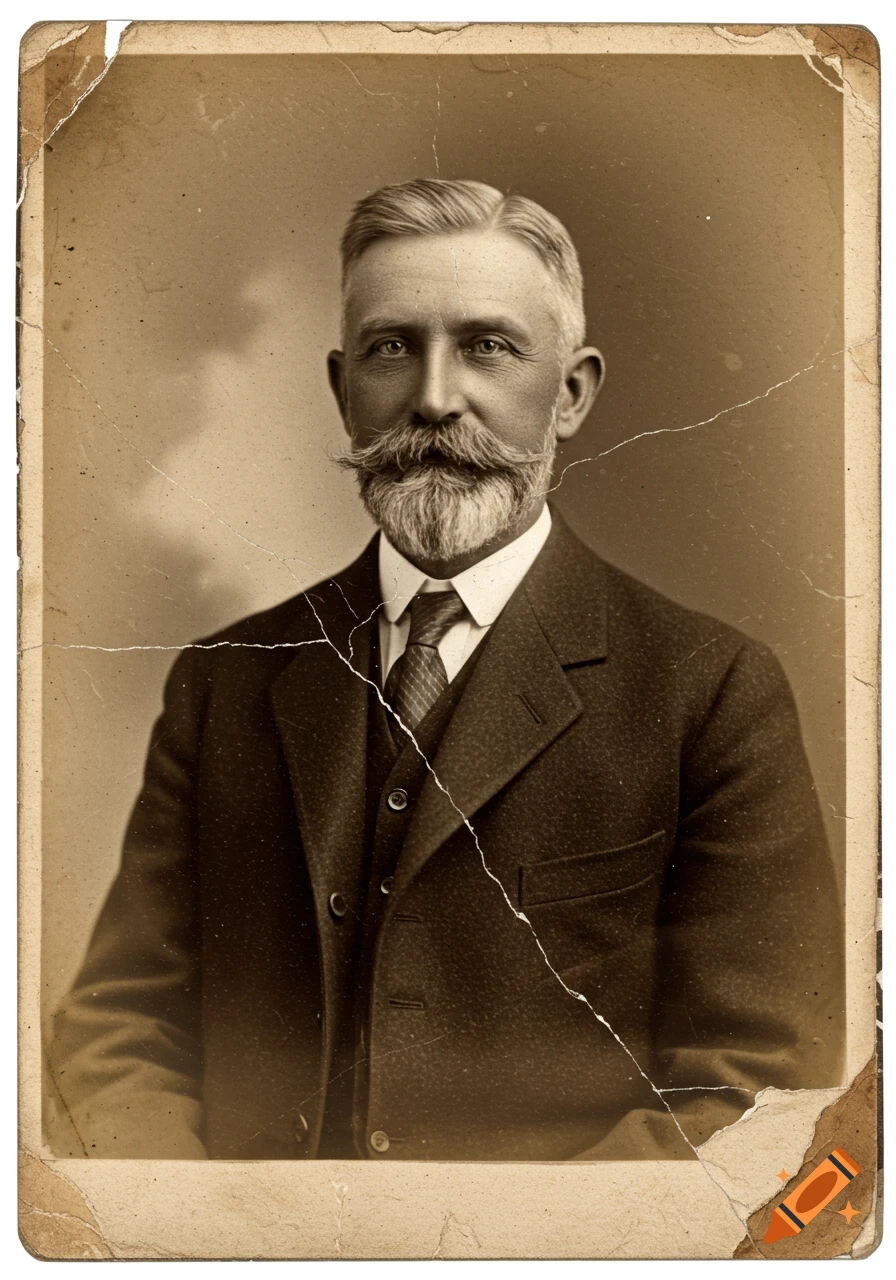 Sepia-toned vintage portrait of a man with a beard and mustache ...