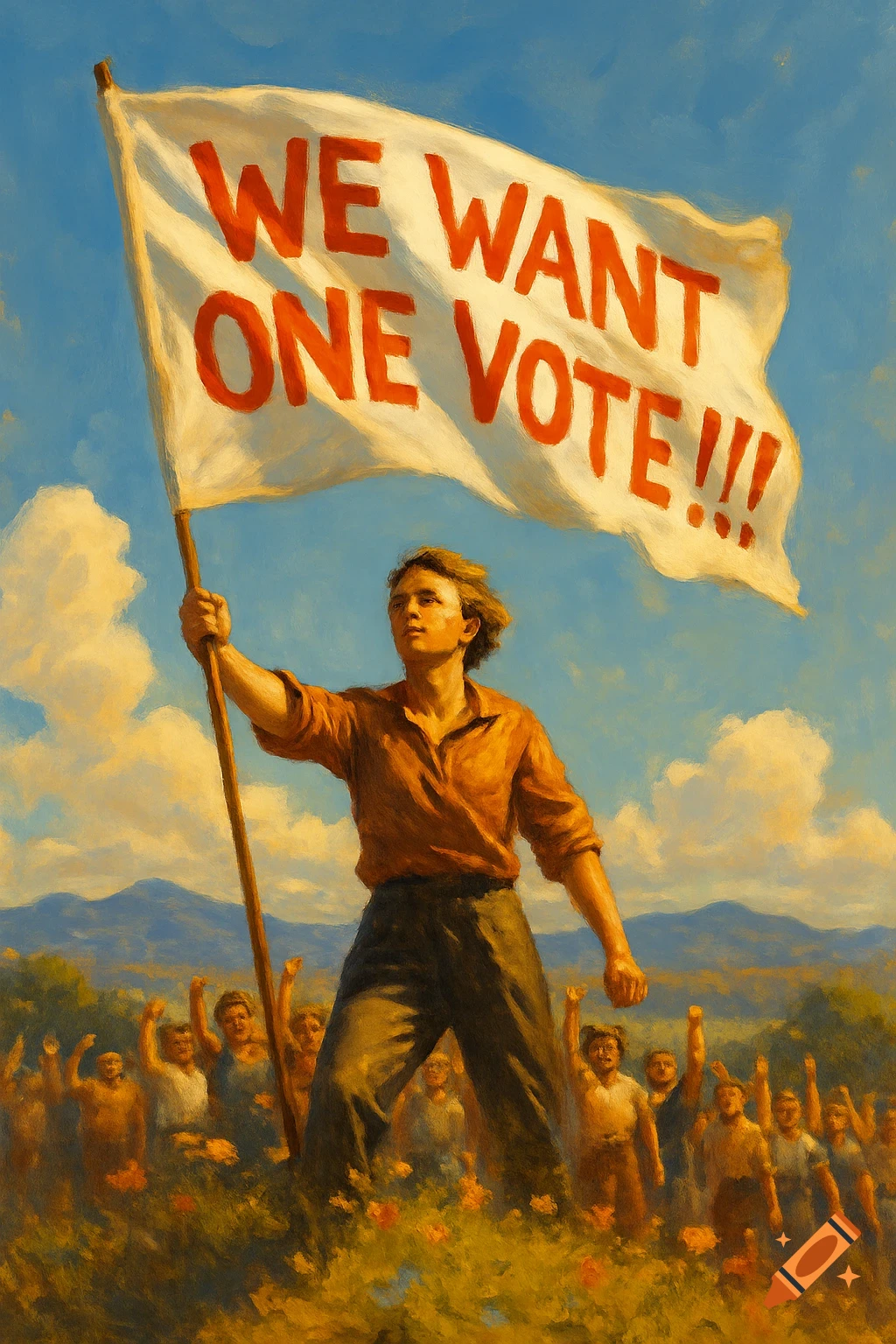 A vintage-style propaganda poster with a smiling cartoon yellow star ...