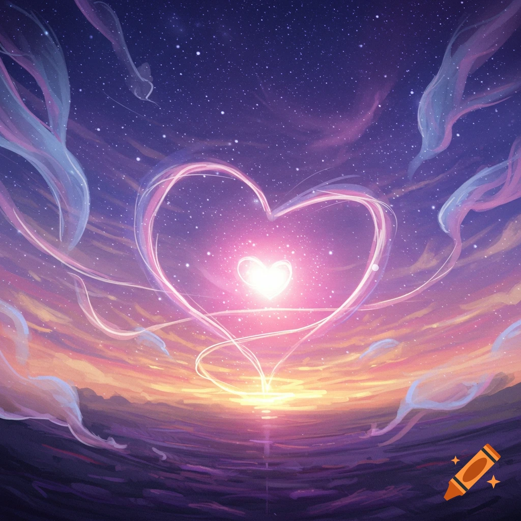 An ornate red and gold heart, adorned with jewels, glows brightly ...