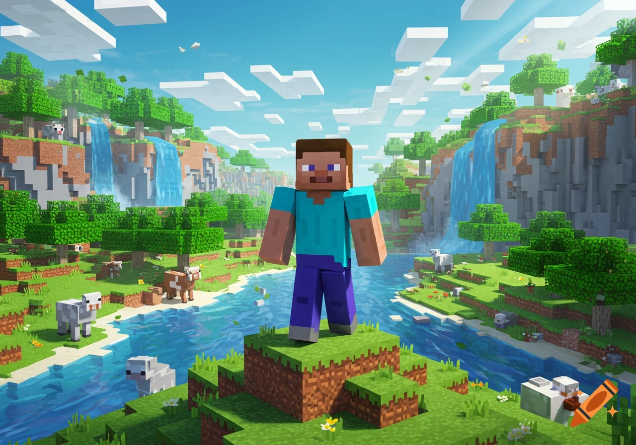 Minecraft Steve mines a glowing block in a dark cave as a Creeper ...