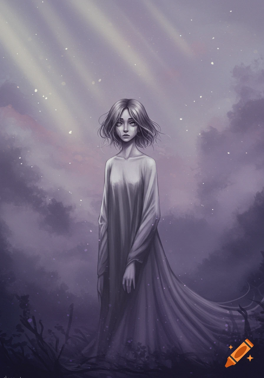 Anime woman with long red hair lying on a bed in a deep red dress ...