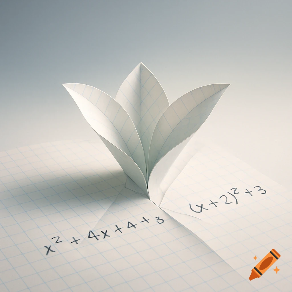 An elegant pop-up paper flower made of graph paper, with algebraic ...