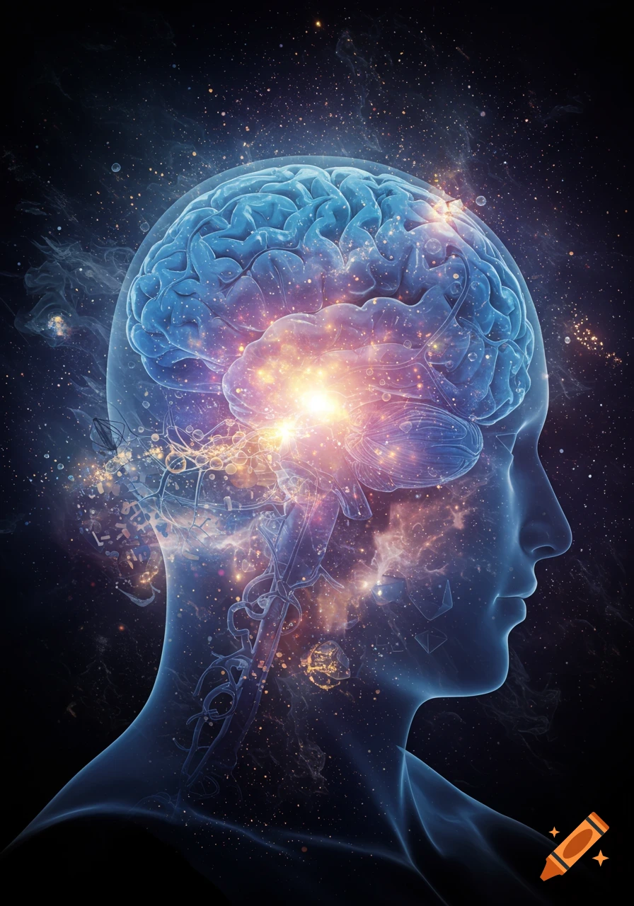 A silhouette of a person holding up rainbow-colored puzzle pieces, with ...