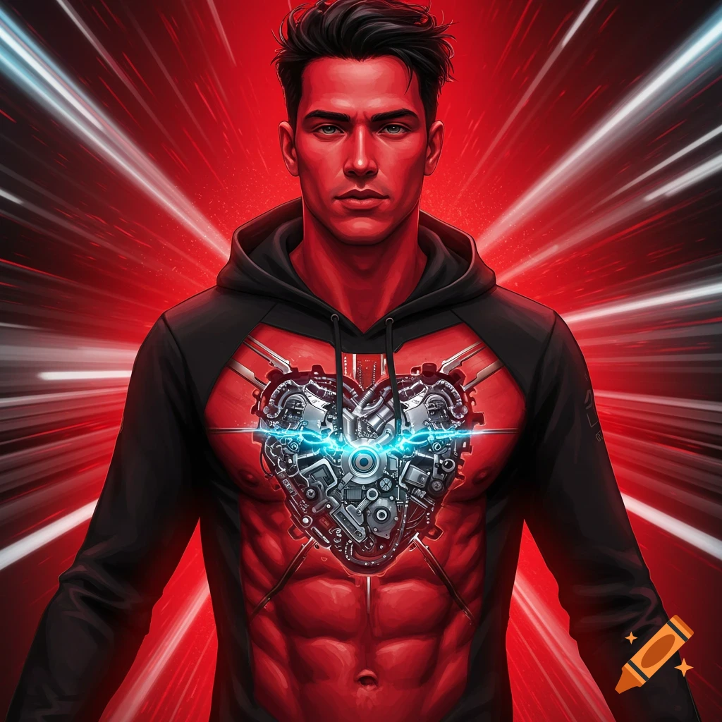 Hollywood-style poster of Terminator Model 1839 in burning futuristic ...