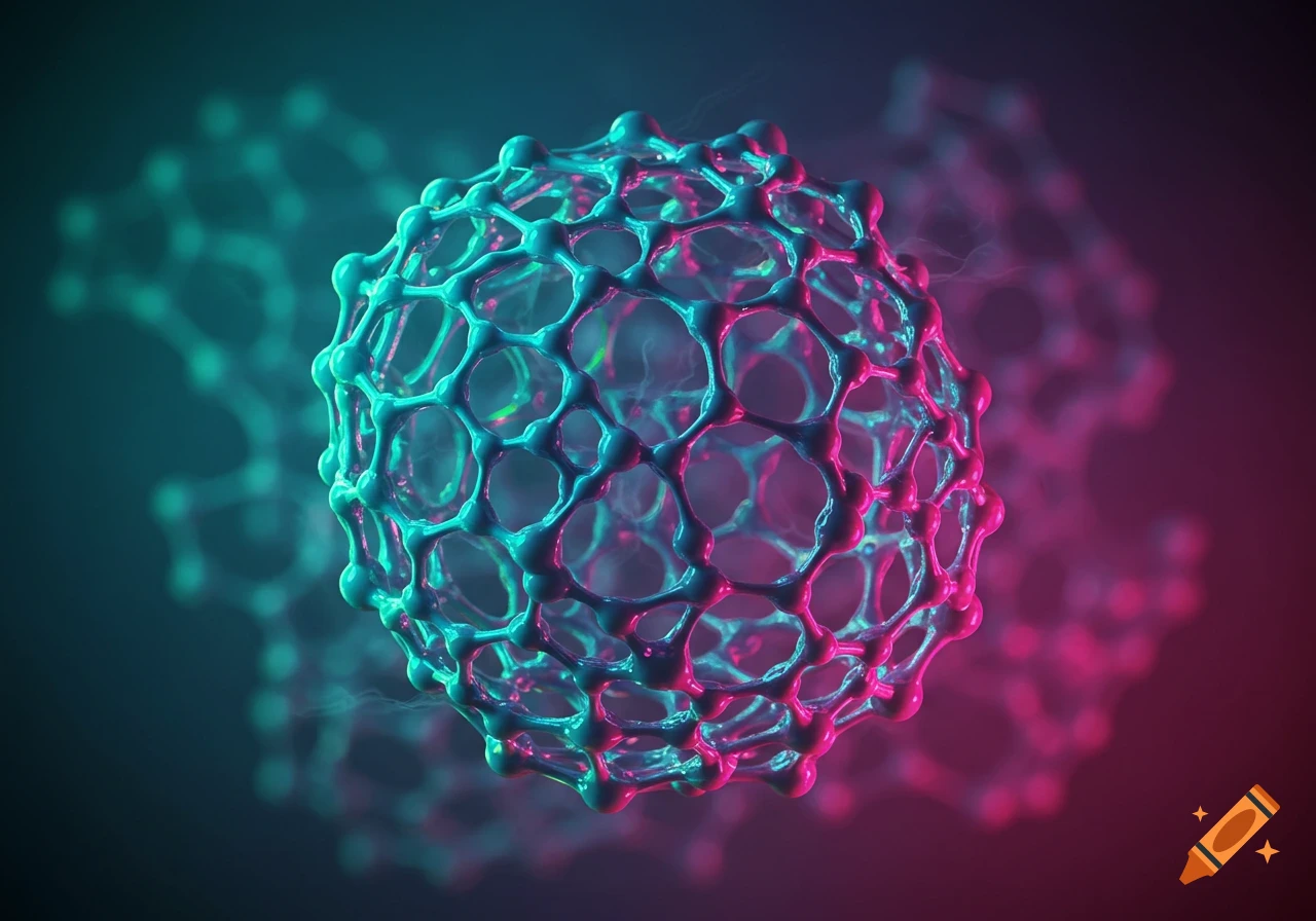 A vibrant, abstract molecular structure of a metal-organic framework ...