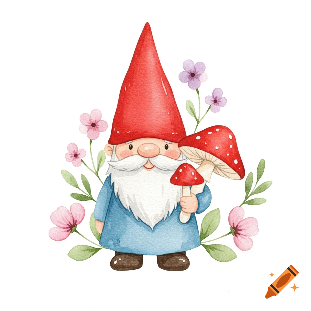 Whimsical gnome waving goodbye on Craiyon