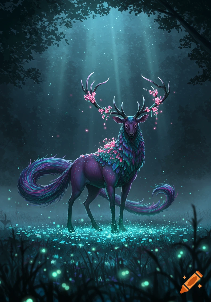 An illustrated fantasy horse-dragon hybrid with a pink tail, scales ...