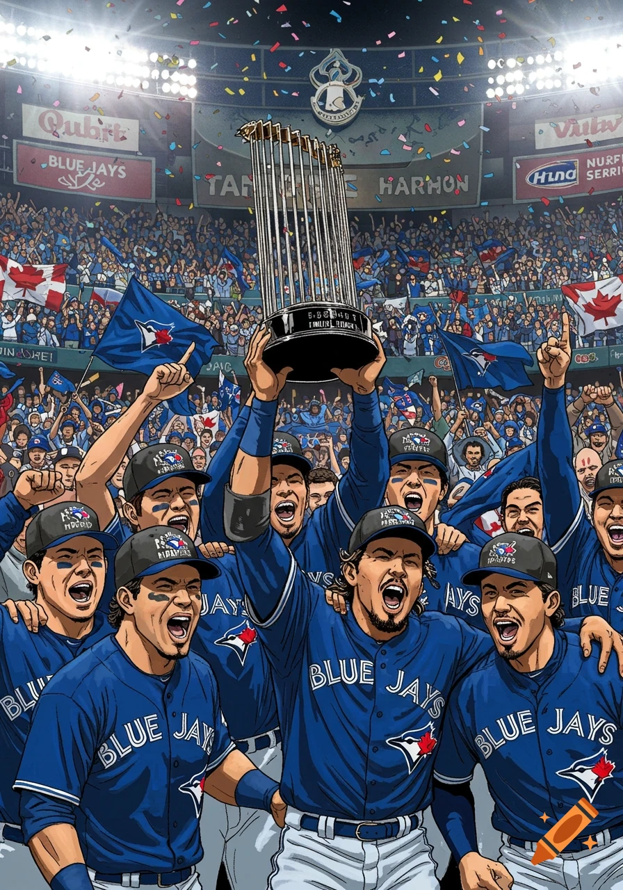 Photorealistic image of Dodgers baseball players celebrating a World ...