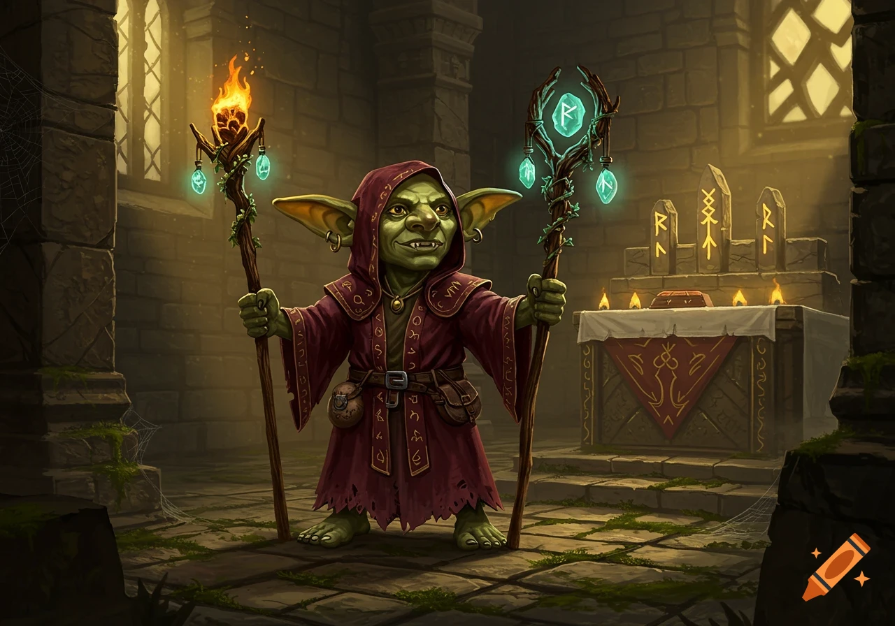 A bipedal tortle postman walks on a magical path with glowing symbols ...