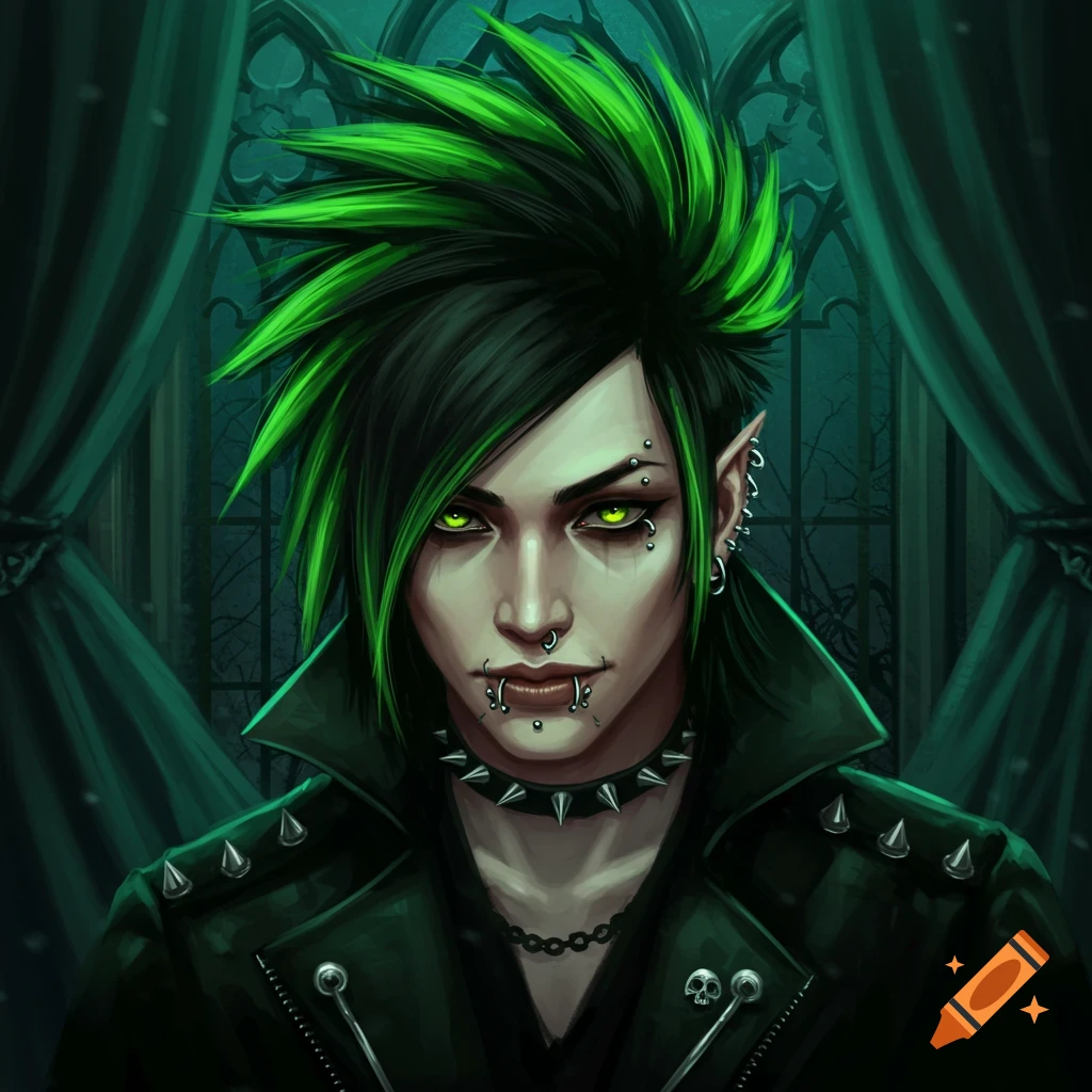 Digital art portrait of a handsome emo man with black and blonde hair ...
