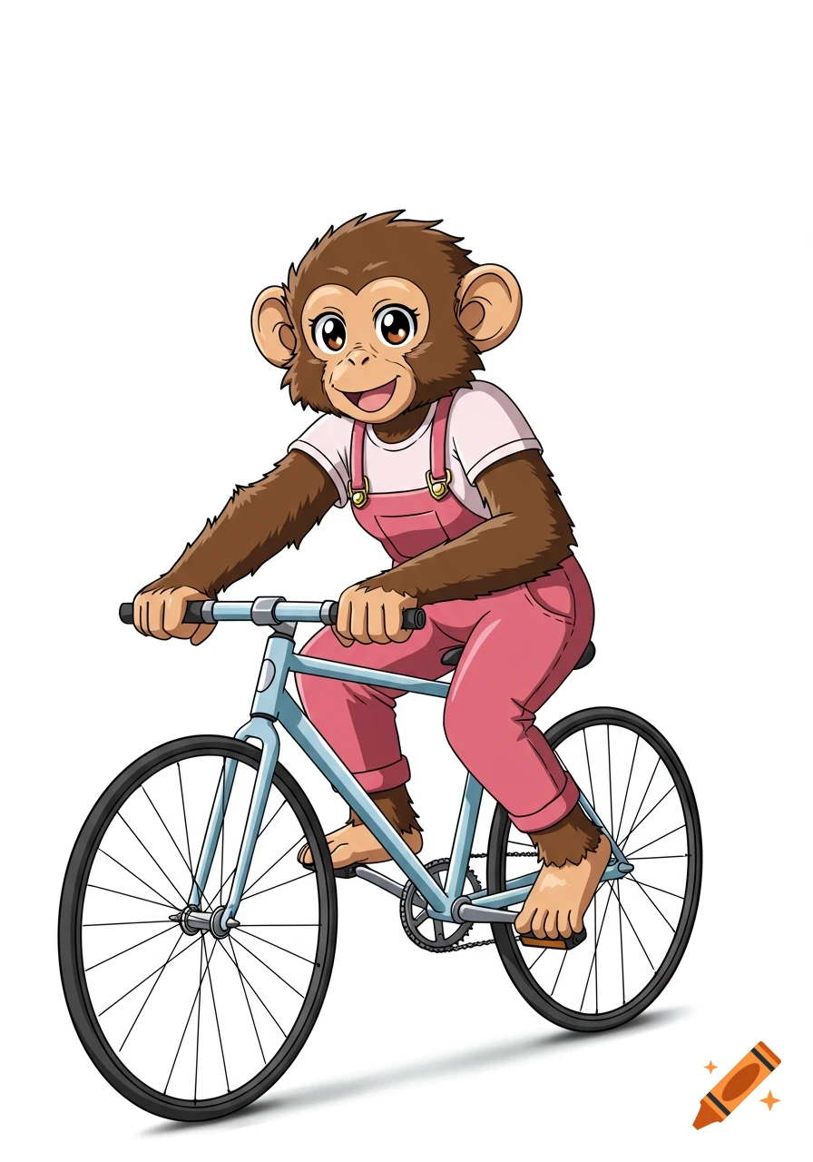 An anime illustration of an anthropomorphic female chimp in pink ...