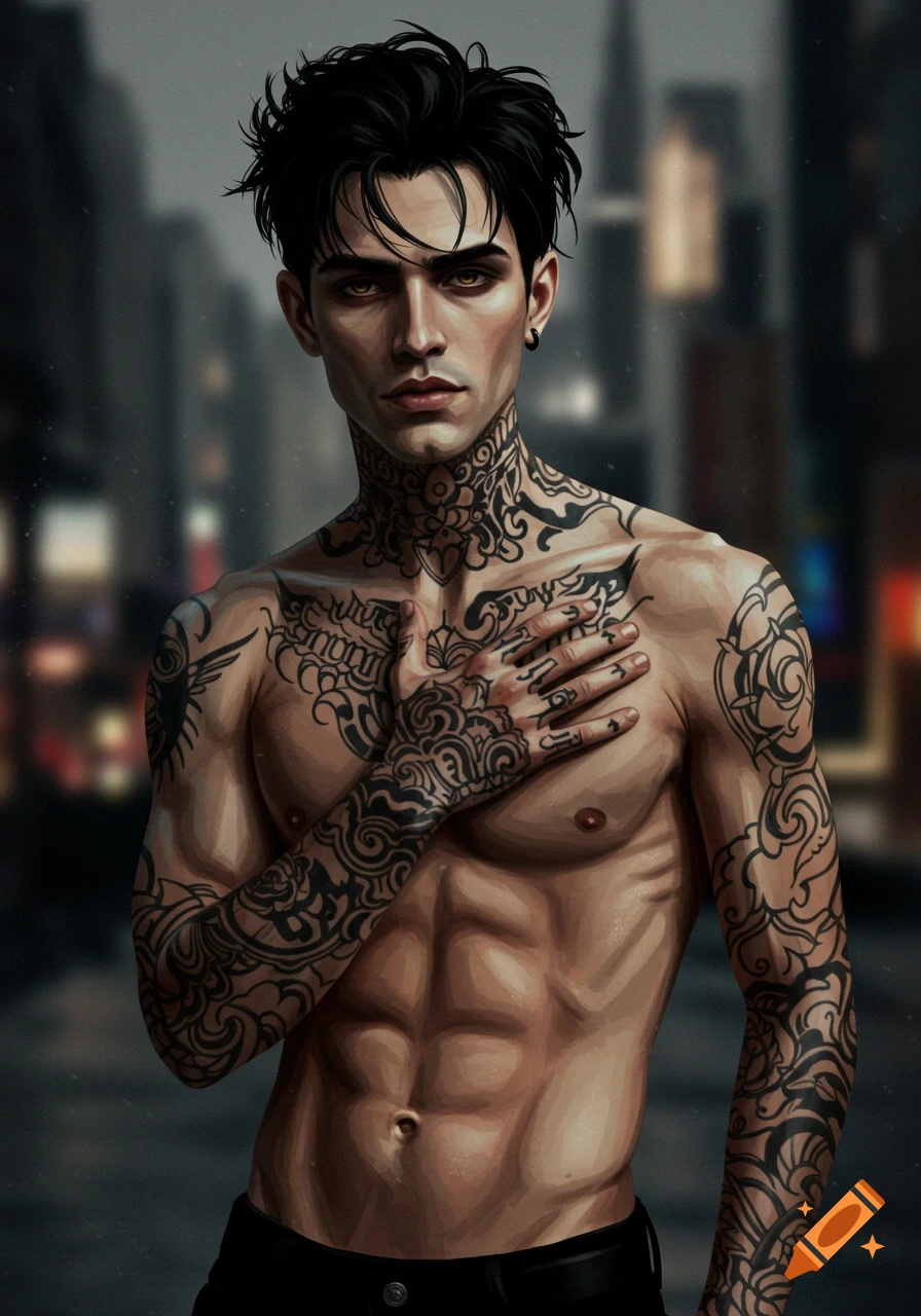 Vampire+back+tattoo+men created on Craiyon