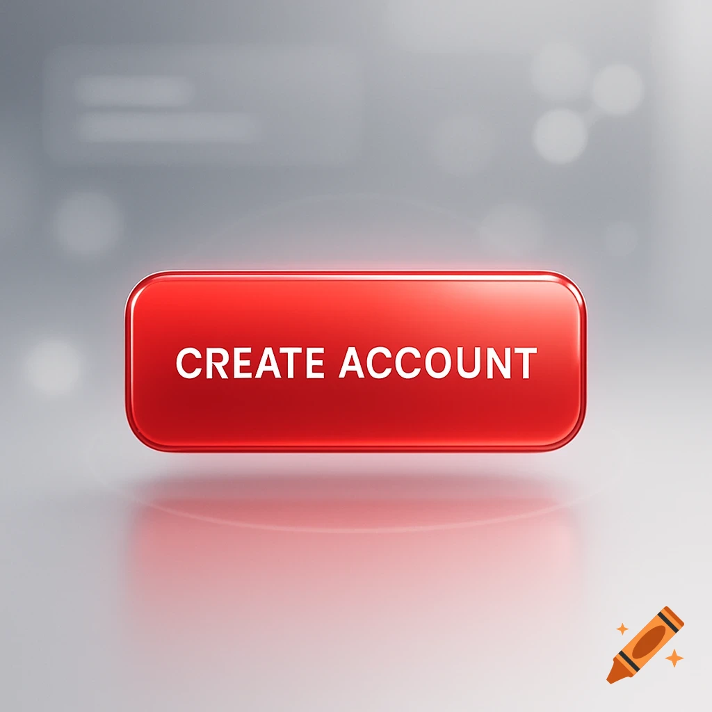 A glossy red button with a rounded rectangle shape, displaying the ...