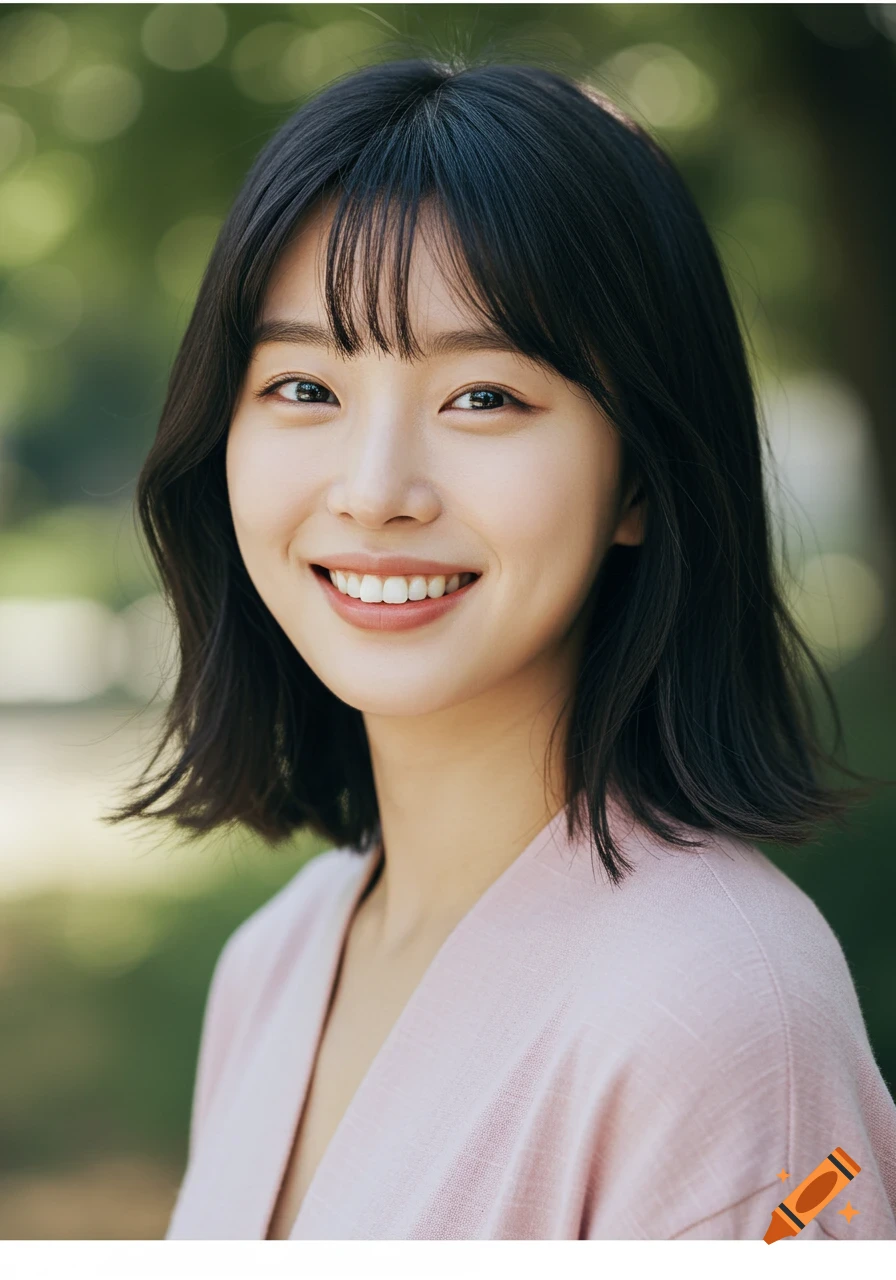 Photorealistic portrait of a Korean woman in professional attire ...