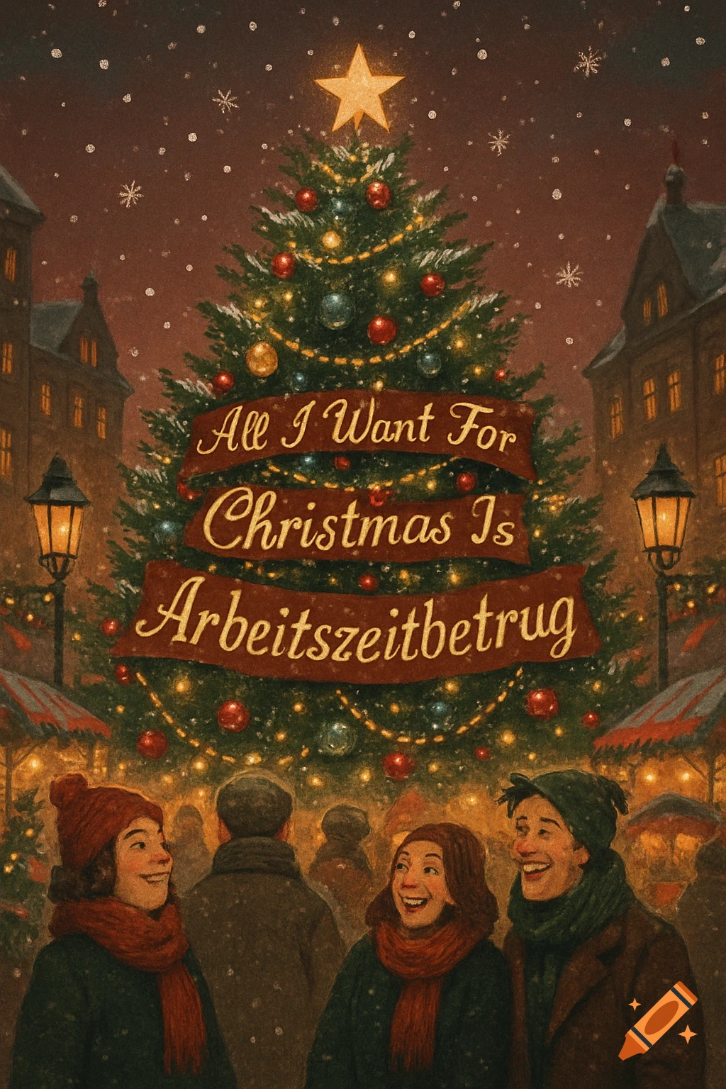 An impressionistic painting of a New Year's celebration with fireworks ...