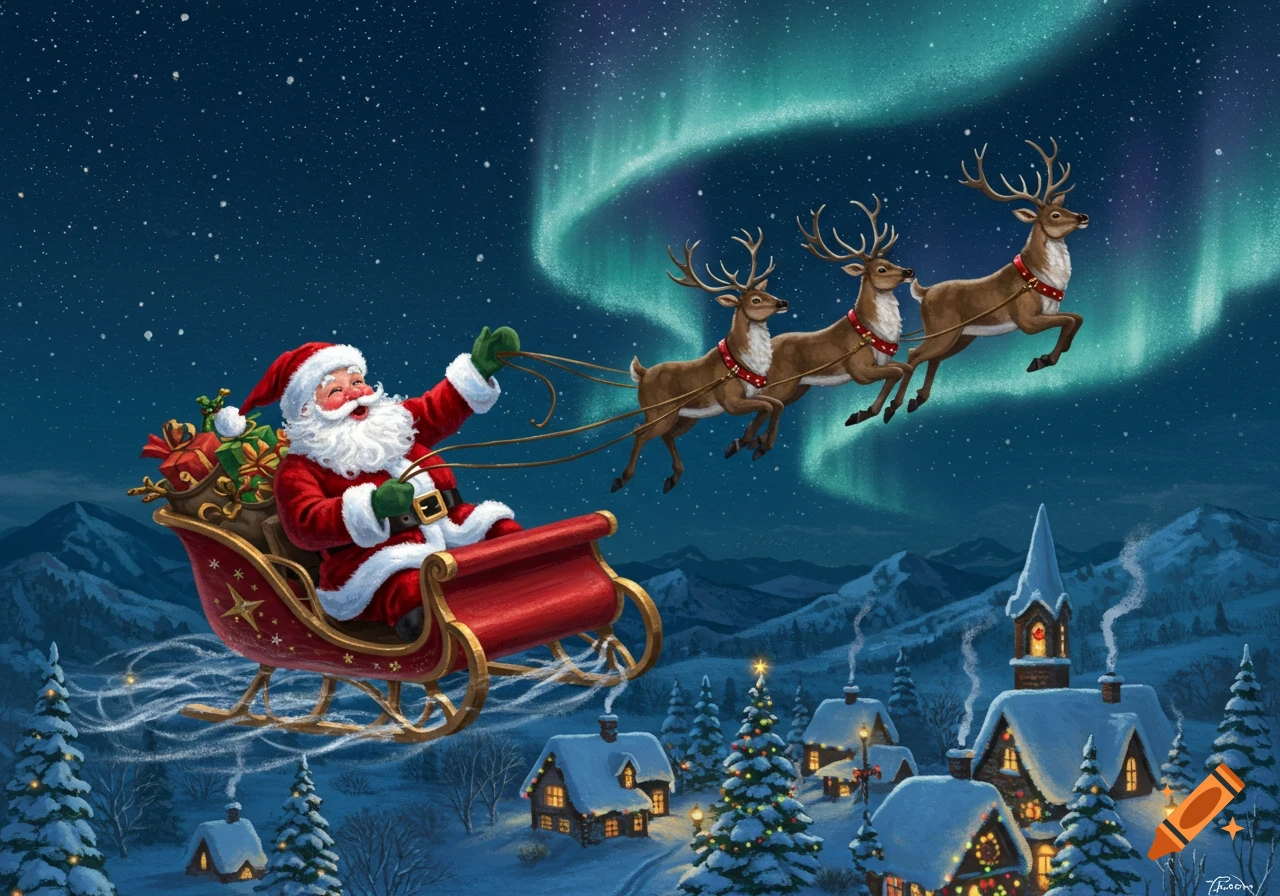 A fantastical reindeer with string lights on its antlers lies in a ...