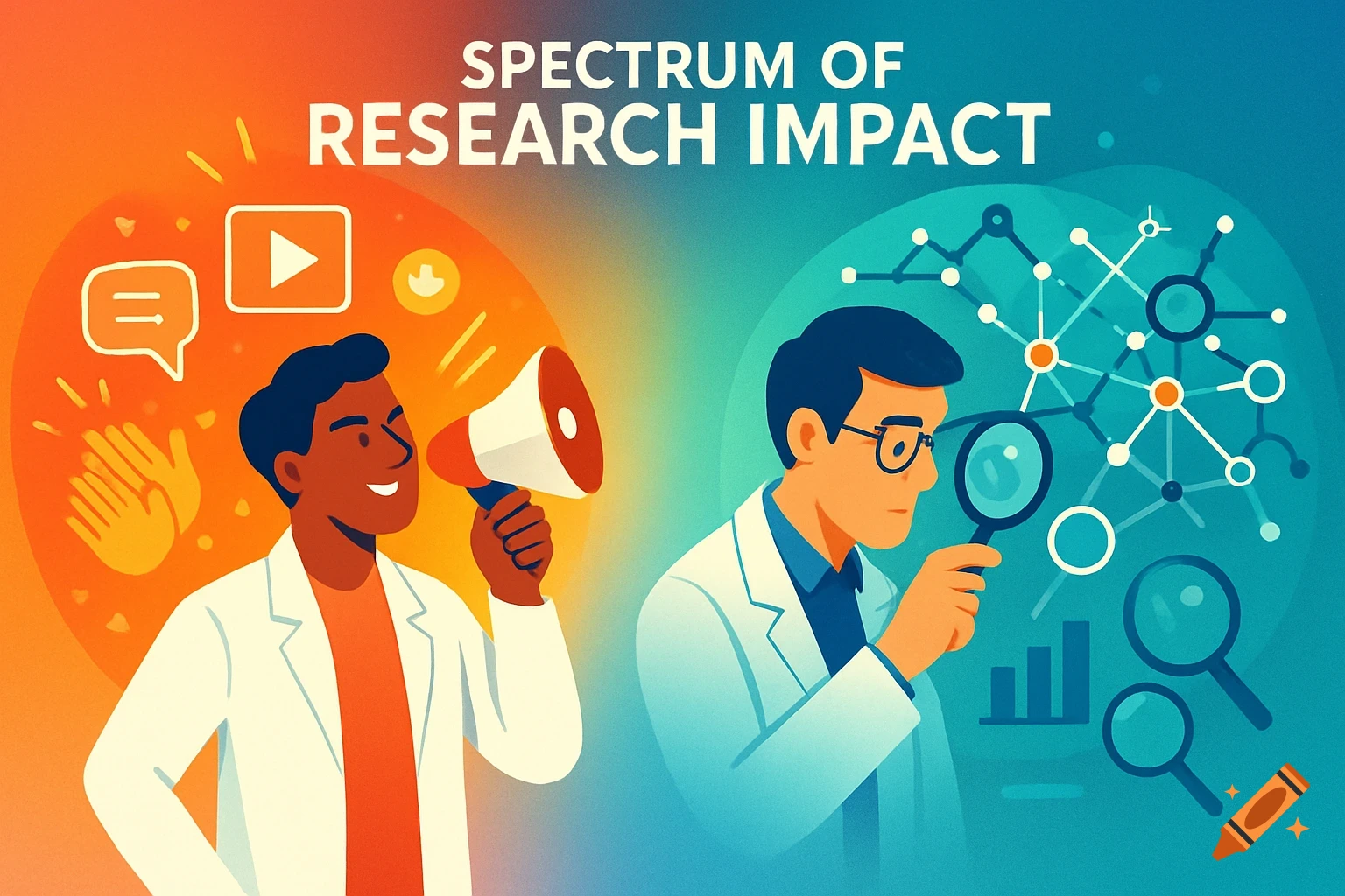 Conceptual infographic titled 'SPECTRUM OF RESEARCH IMPACT', with a ...