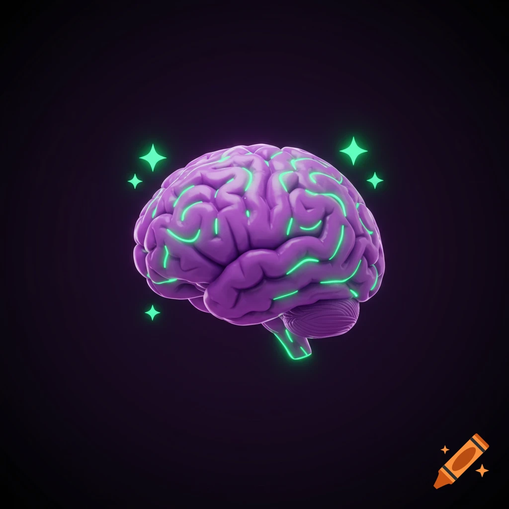 A cheerful cartoon brain with a headband performs on gymnastic rings in ...