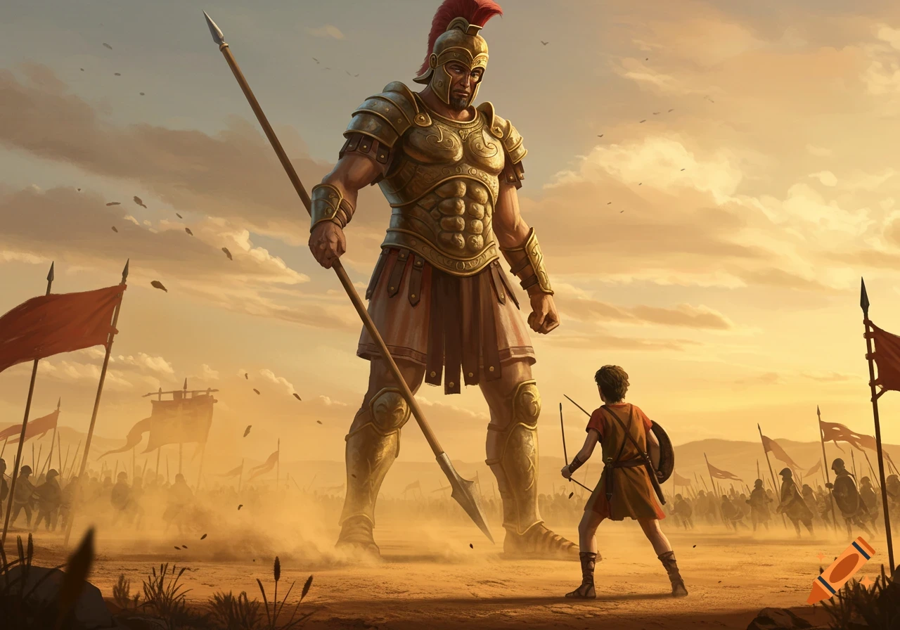 A proud Roman general in detailed silver and red armor stands in a ...