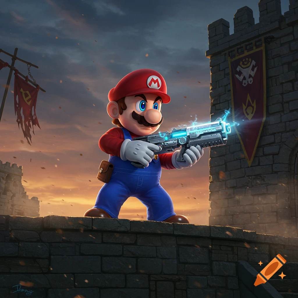 Mario, Link, and Pikachu battle on a floating platform in a vibrant ...