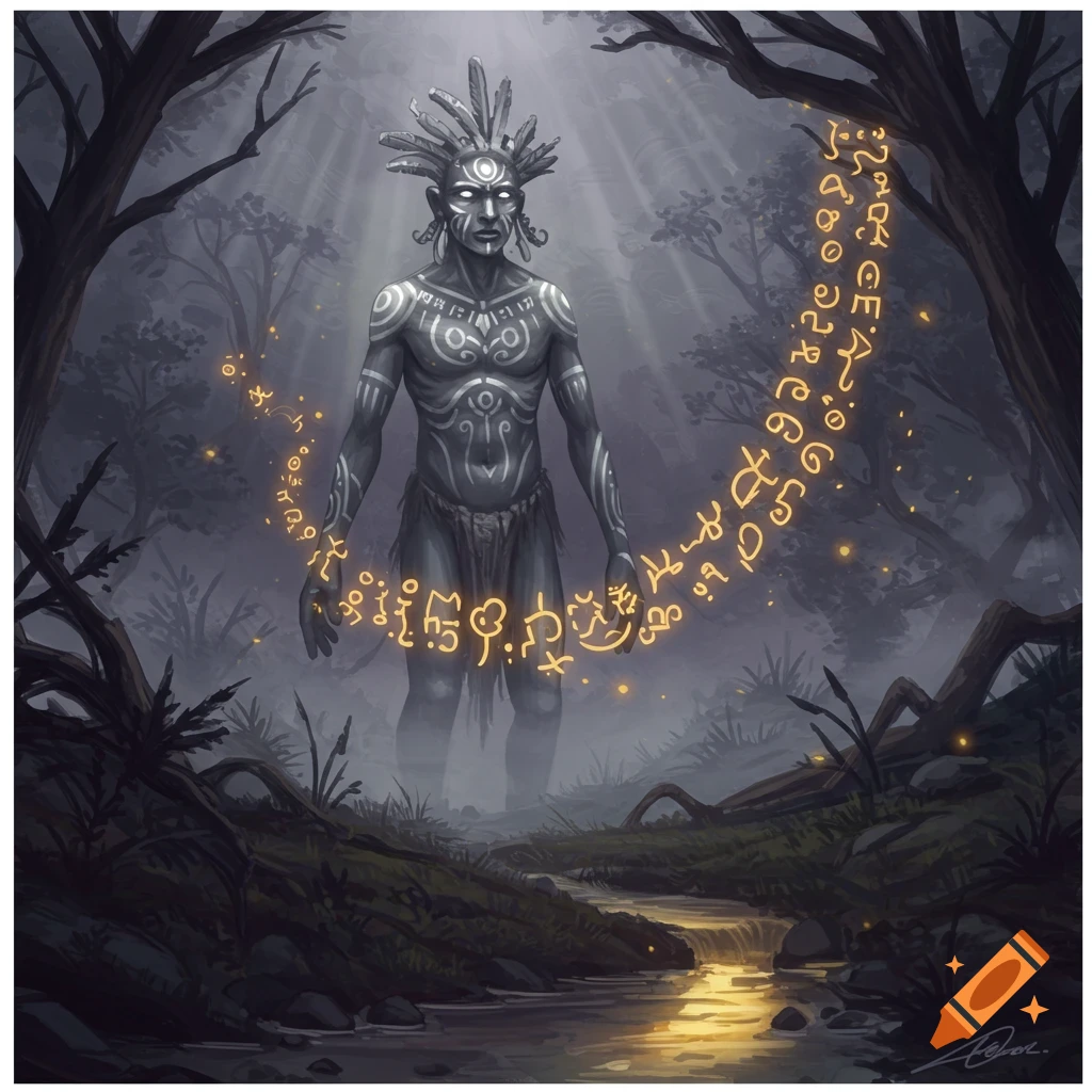 Wide panorama of a jungle landscape with animal-human hybrids on Craiyon