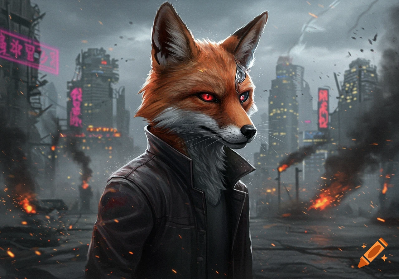 A white and gray Protogen with a blue LED face display stands on a ...