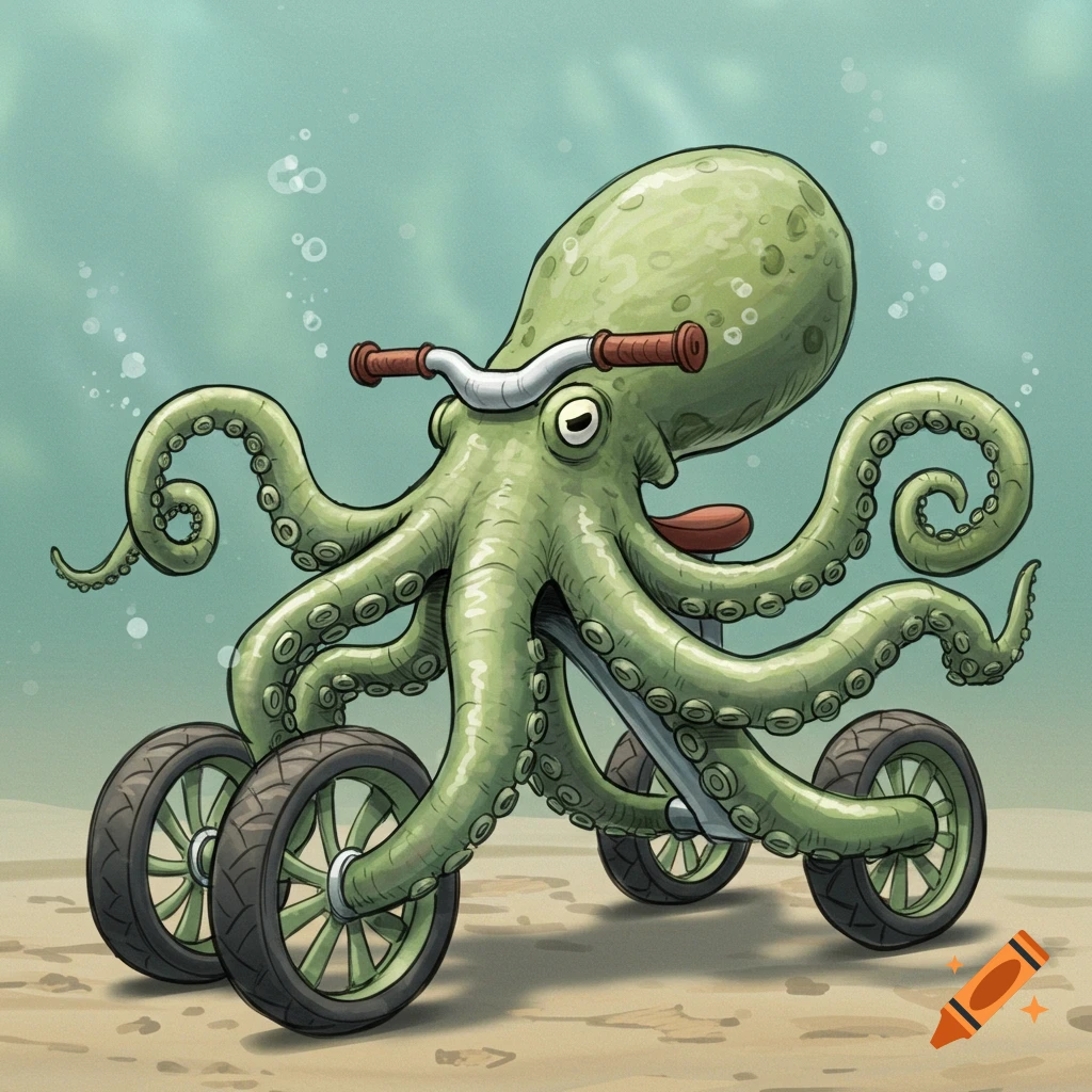 Cartoon illustration of a green Pepe the Frog octopus with many eyes ...