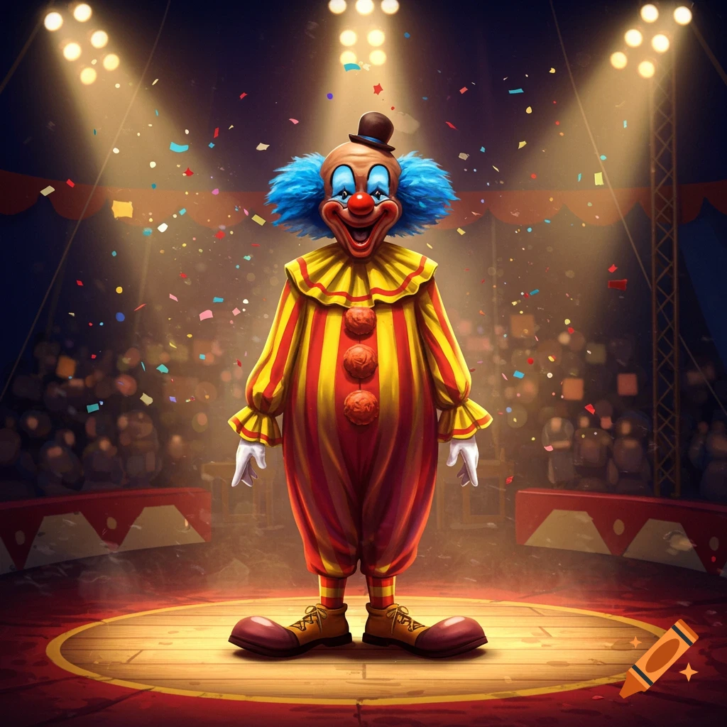 A colorful puppet with strings dances on a wooden stage, illuminated by ...