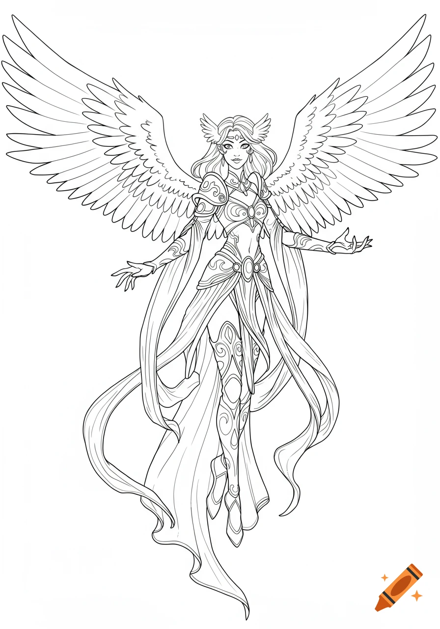 Line art drawing of an angelic woman looking into a mirror, seeing a ...