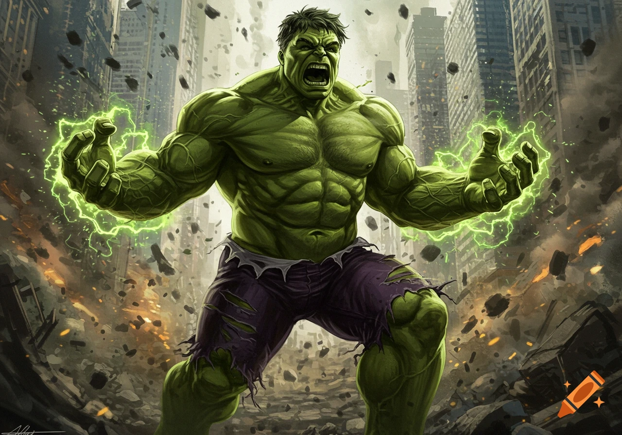 Cartoon Hulk waves to smiling children in a confetti-filled classroom ...