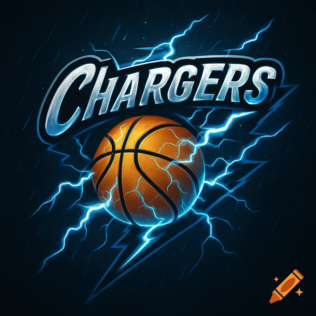 A vibrant blue basketball logo featuring abstract orange and grey swooshes, with the text 'MINI ...