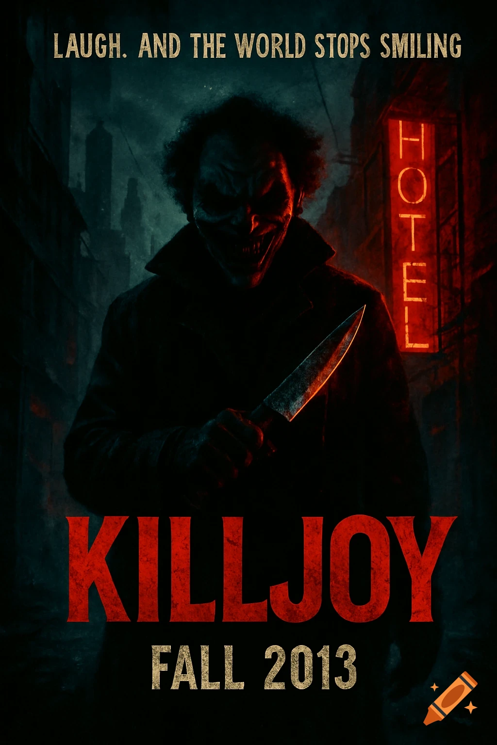 A dark movie poster for 'KillJoy' showing a menacing, clown-like figure ...