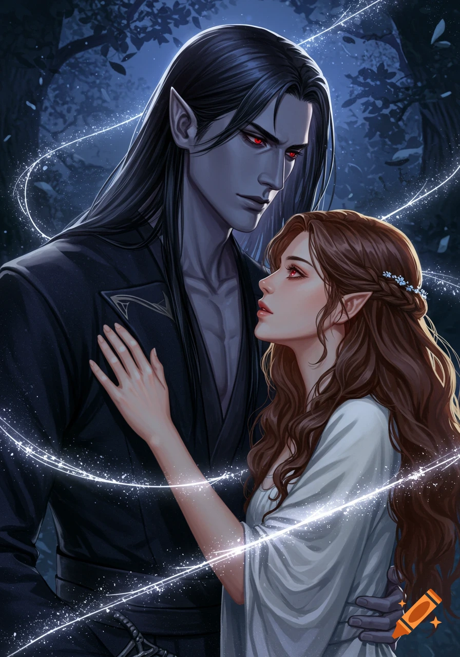 An illustration of a brown-haired woman and a blonde-haired man with ...