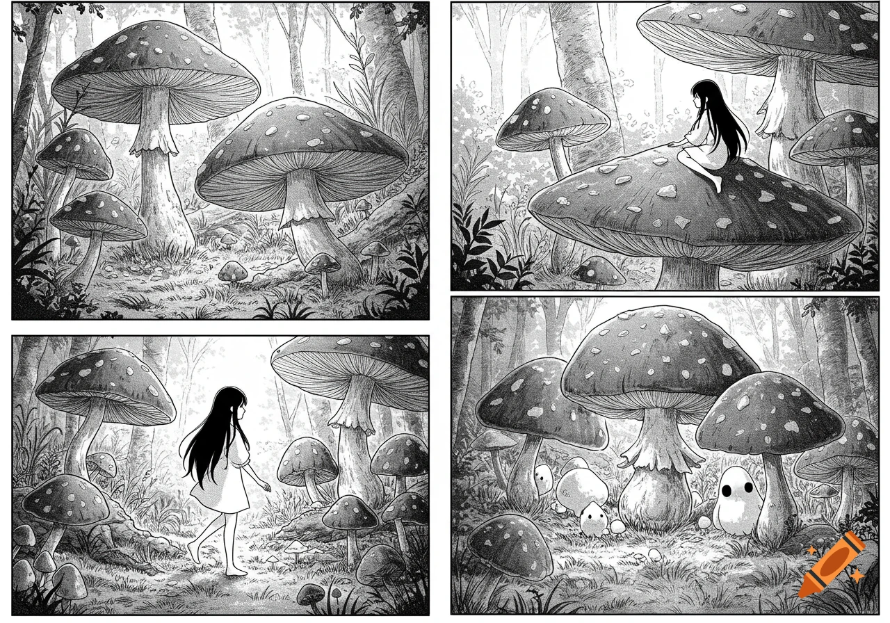 Black and white manga comic of a girl with a horse during Christmas ...